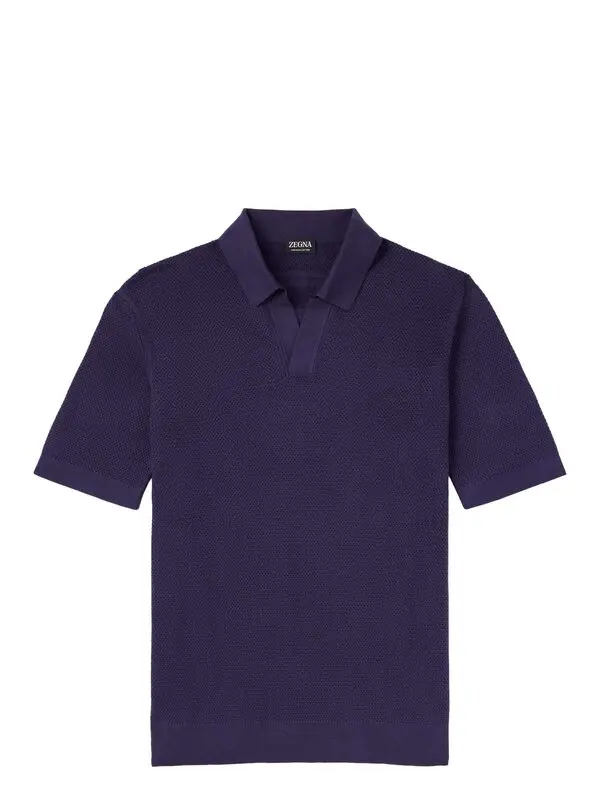 Zegna Slim-fit Cotton-piqué Polo Shirt - Navy