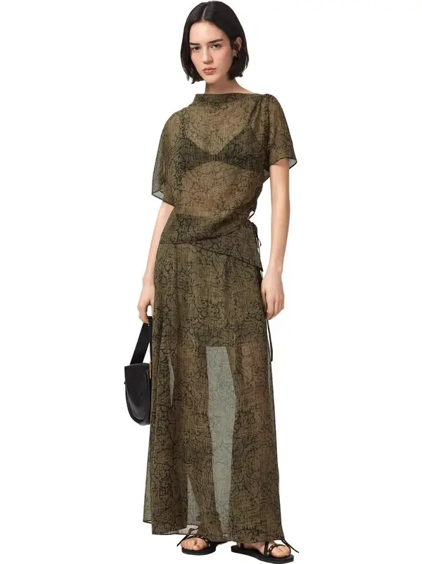 ALLSAINTS Sali Mesh Maxi Skirt - Sirius Gold Black