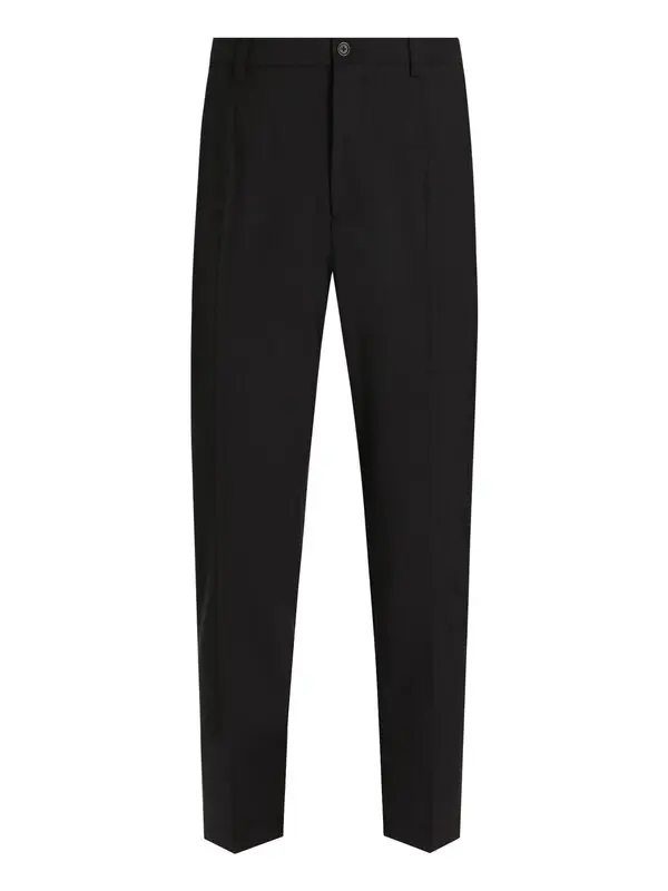 Dolce & Gabbana Stretch Cotton Pants With Dg Embroidery - Black