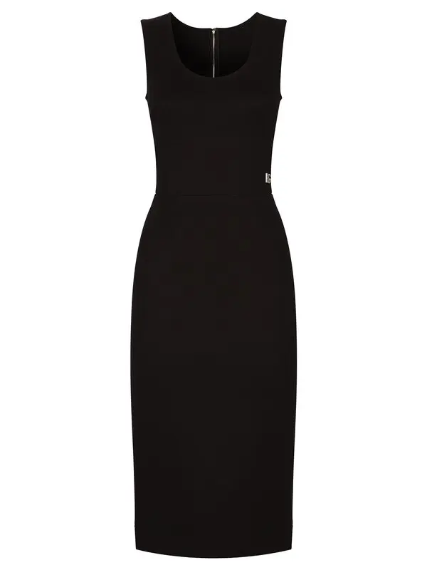 Dolce & Gabbana Sleeveless Milano Rib Midi Dress - Black
