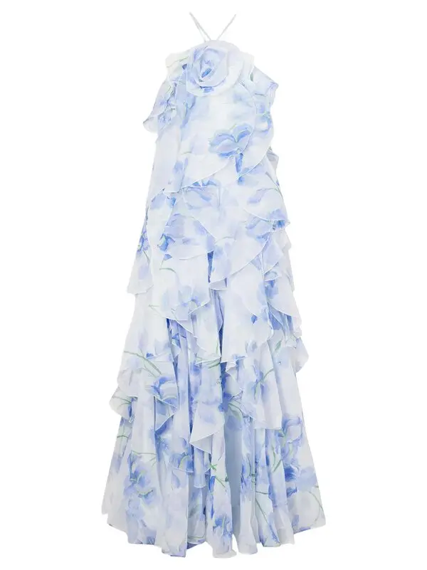 Aje Appliquéd Ruffled Organza Gown - Blue