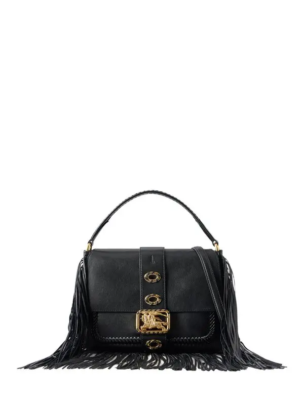 Burberry Rider Leather Shoulder Bag - Black