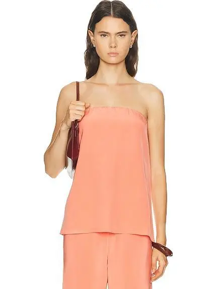 Sablyn Camden Strapless Silk Top - Melon