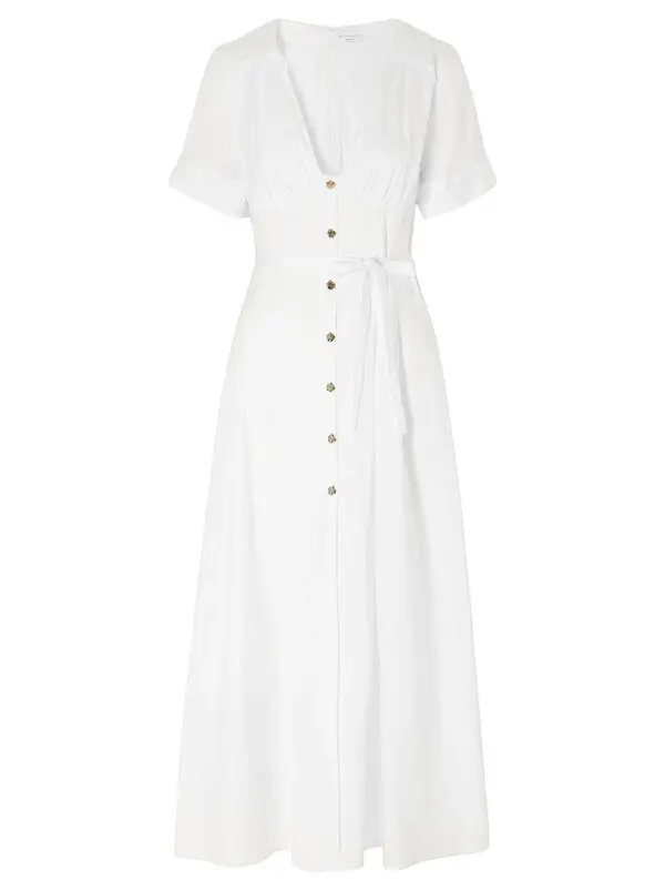 VIOLANTE NESSI Abramovic Gathered Cotton-blend Poplin Midi Dress - White