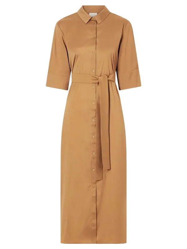 Max Mara Cotton-blend Poplin Midi Shirt Dress - Camel