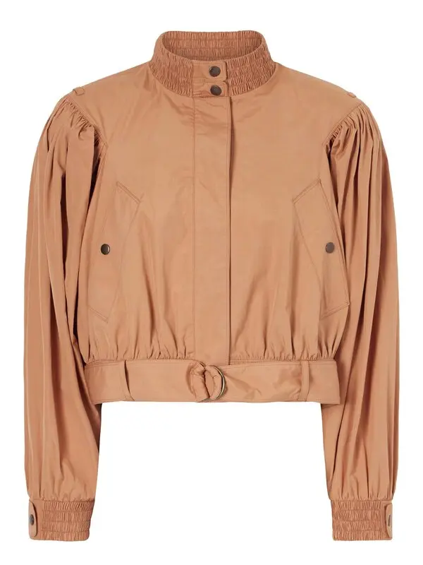 Chloé Cropped Belted Cotton-poplin Jacket - Beige