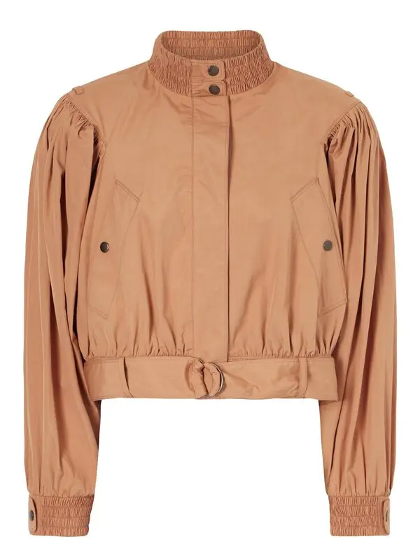 Chloé Cropped Belted Cotton-poplin Jacket - Neutrals