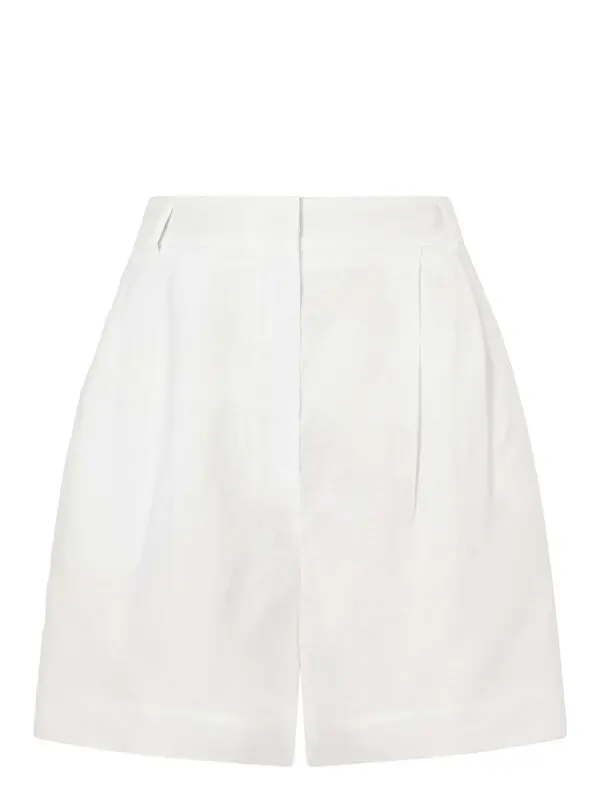 VIOLANTE NESSI Sherman Belted Pleated Linen Shorts - Ivory