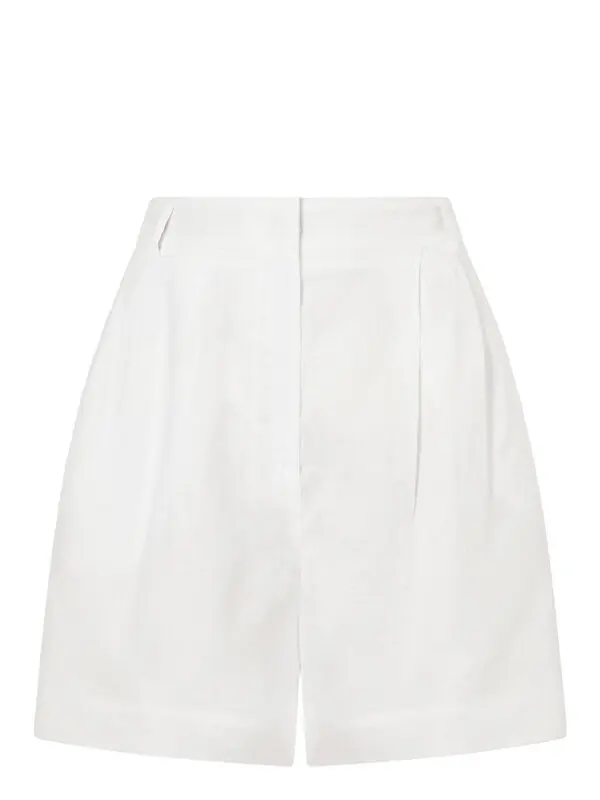 VIOLANTE NESSI Sherman Belted Pleated Linen Shorts - Neutrals