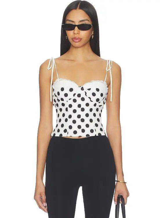 MORE TO COME Roslyn Top - White & Black Dot