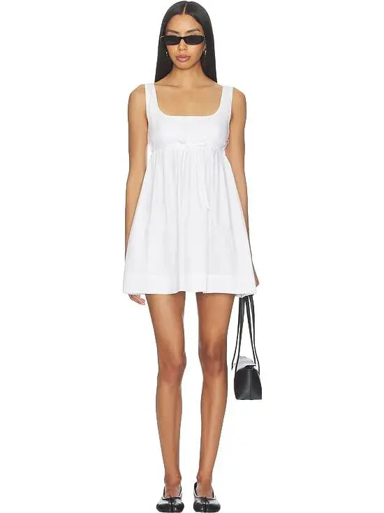Matthew Bruch Tank Drawstring Baby Doll Dress - White Poplin