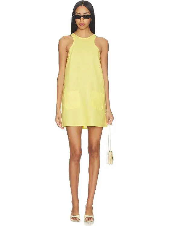 Matthew Bruch Pocket Mini Dress - Yellow Linen