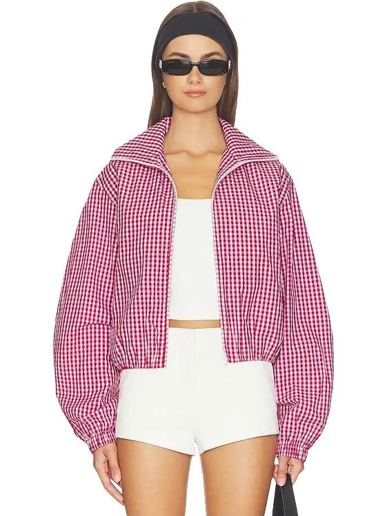 Amanda Uprichard Como Bomber Jacket - Ivory & Red