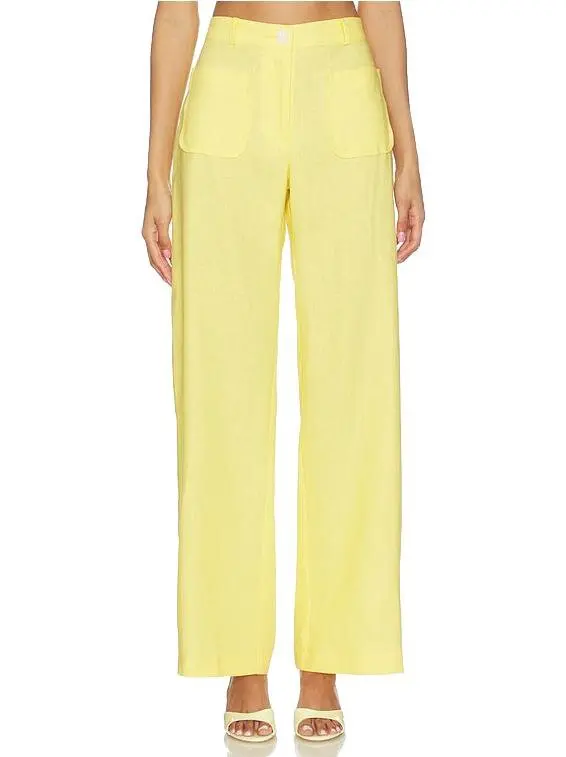Matthew Bruch Pleated Barrel Button Pocket Pant - Yellow