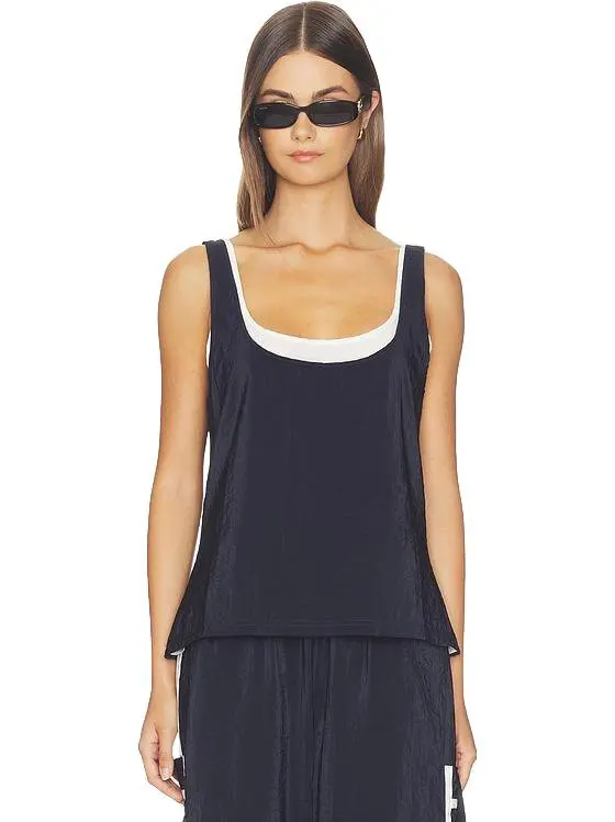 LA LIGNE Double Layer Scoop Tank - Navy & Ivory