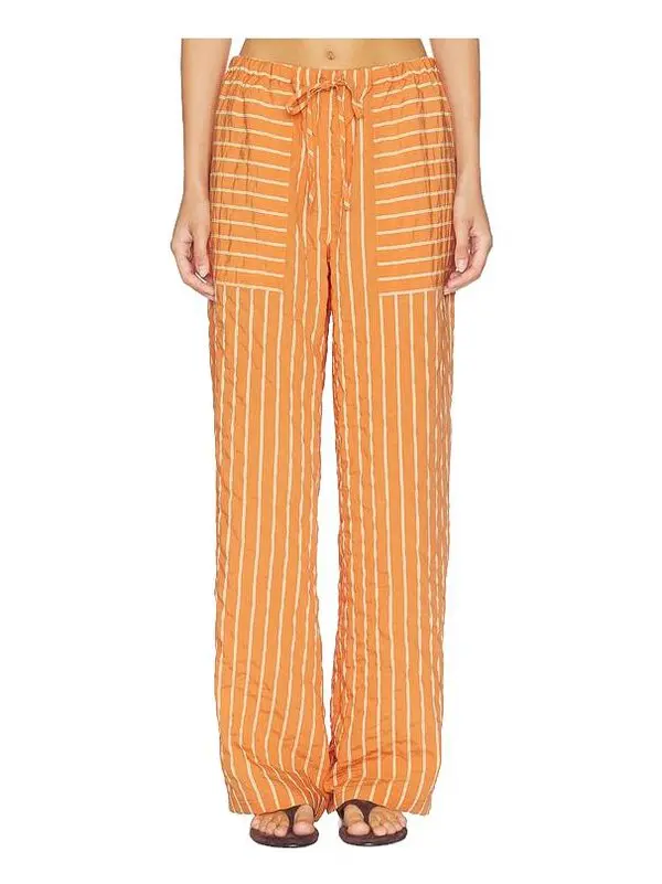 LA LIGNE Drawstring Pull On Pant - Apricot Stripe