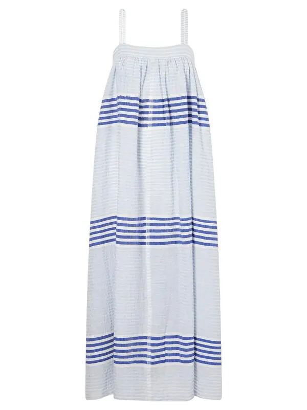 LEMLEM Eda Striped Cotton-gauze Midi Dress - Blue