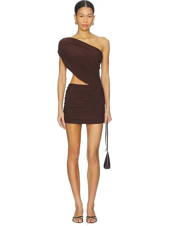 TIGER MIST One-shoulder Cut-out Mini Dress - Brown