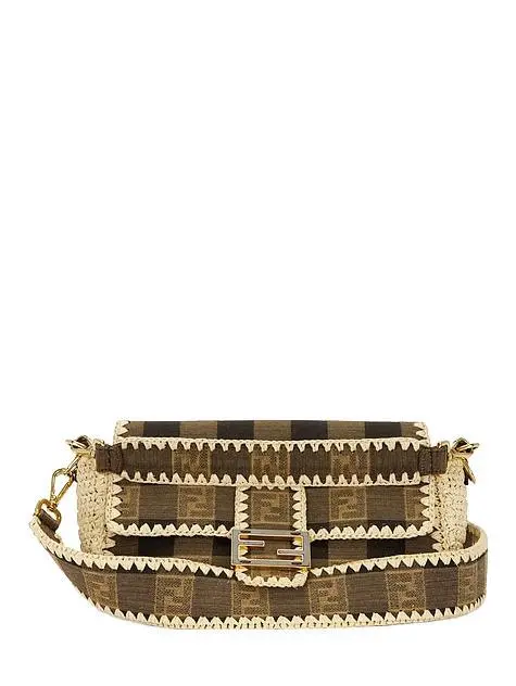 FWRD RENEW Fendi Pequin Baguette Shoulder Bag - Brown