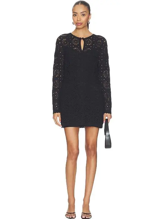 FRAME The Crochet Keyhole Dress - Black