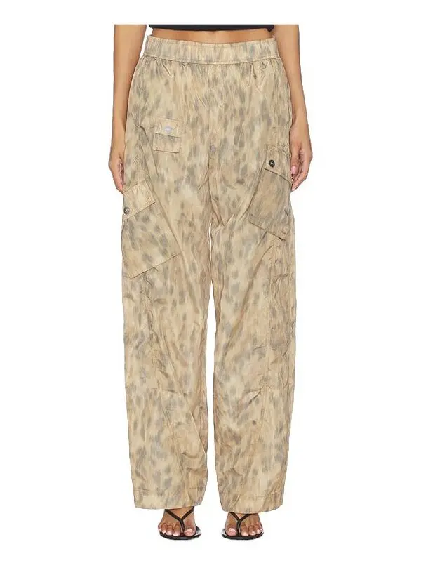 GANNI Printed Flyweight Nylon Relaxed Elastic Pant - Burro