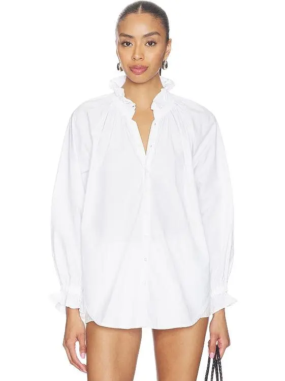 Citizens Of Humanity Loretta Ruffle Top - Optic White