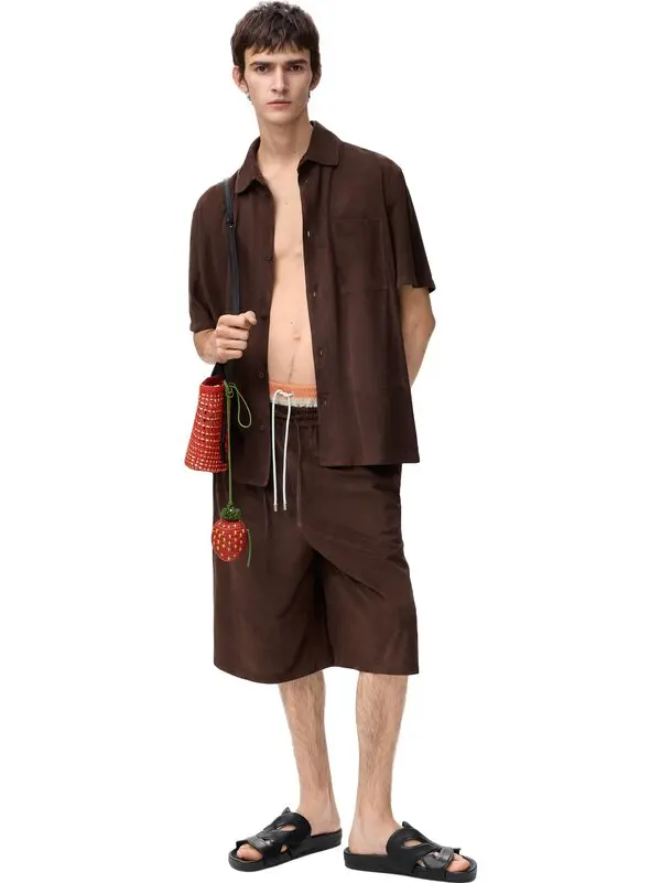Loewe Suede Goatskin Drawstring Shorts - Dark Brown
