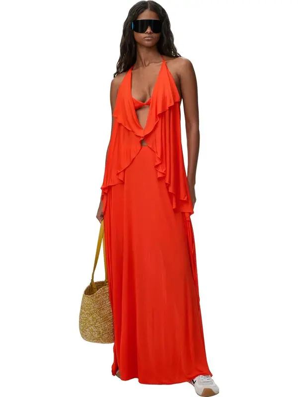 Loewe Crepe Viscose Dress - Orange
