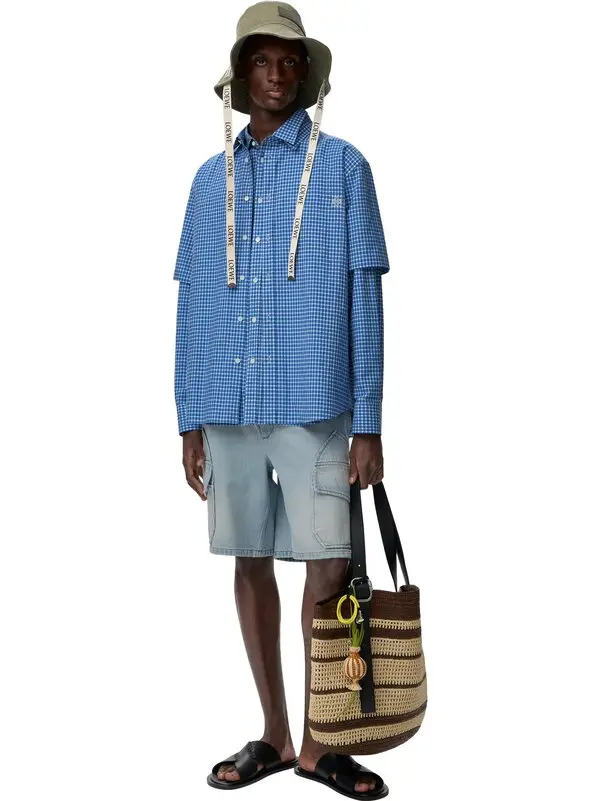 Loewe Short Sleeve Shirt In Cotton - Blue/white