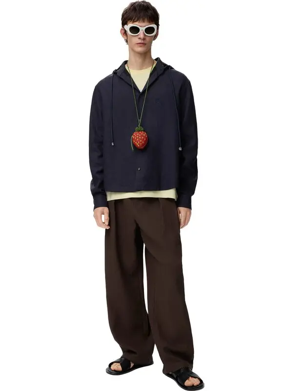 Loewe Cotton And Linen Trousers - Dark Brown/brown