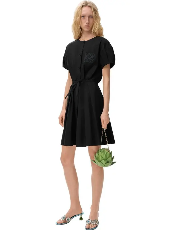 Loewe Shirt Dress In Cotton Blend - Black