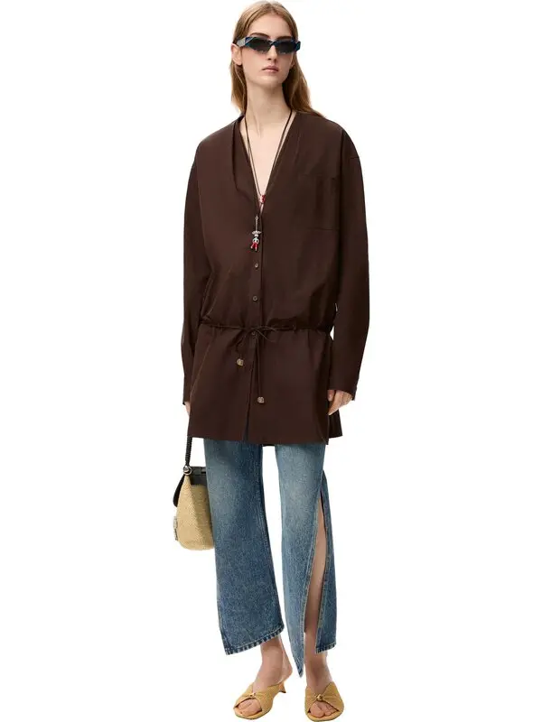 Loewe Shirt Dress In Cotton - Chocolate Brown