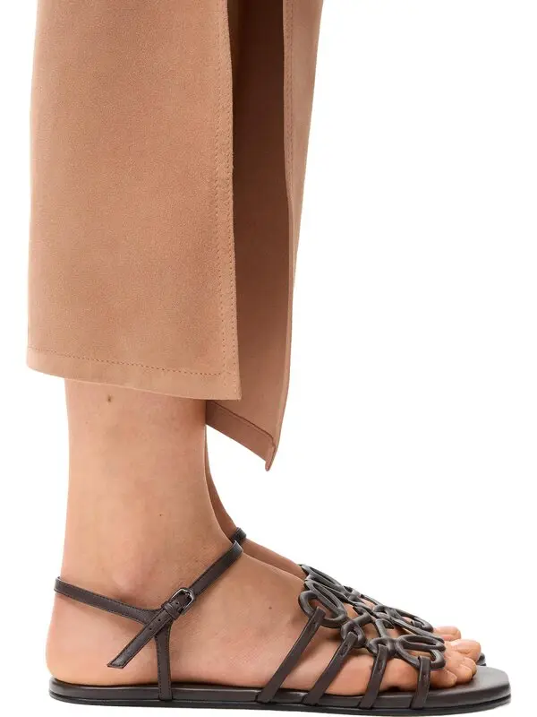 Loewe Petal Anagram Leather Sandals - Dark Brown