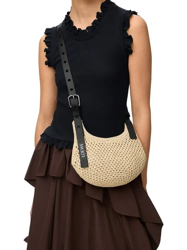 Loewe Mini Punch Hole Hobo Bag - Natural/black