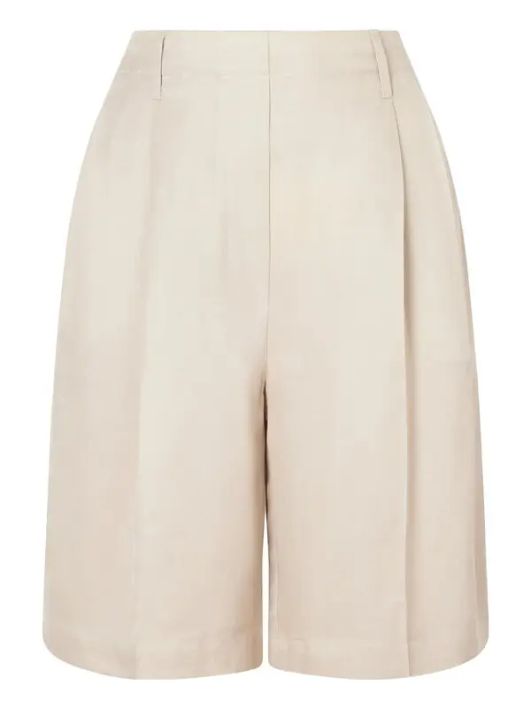 LESET Kim Pleated Woven Shorts - Neutrals