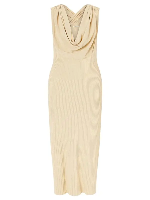 KALLMEYER Ribbed-knit Cotton-blend Midi Dress - Neutrals