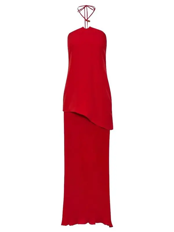 BAOBAB Gaia Halter-ring Pleated Maxi Dress - Red