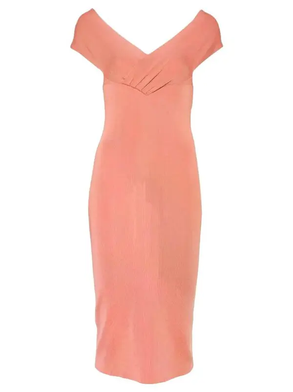 Elisabetta Franchi Off-the-shoulder Pleated Dress - Orange