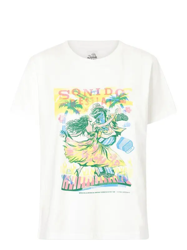 DONDE ESTEBAN Sonido Bestial Printed Cotton-jersey T-shirt - White