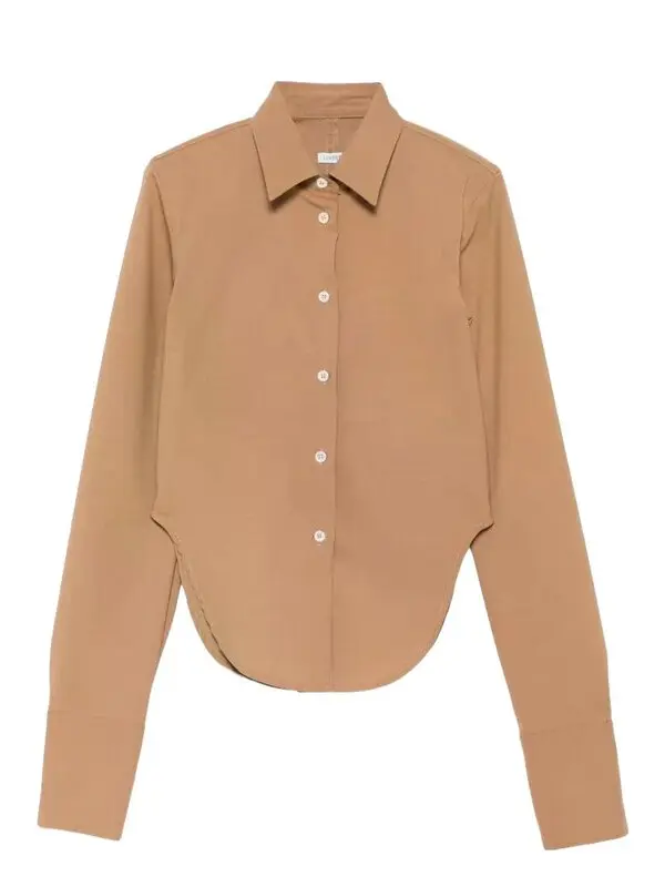 COVERT Long-sleeve Shirt With Curved Hem - Brown