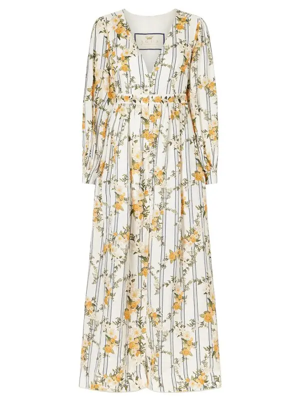 Agua Bendita Frambuesa Valle Linen Maxi Dress - Multi