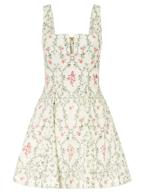 Agua Bendita Cauca Tiered Floral-print Mini Dress - Cream