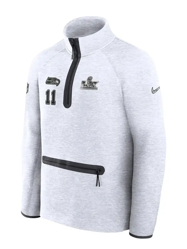 Nike Seattle Seahawks Jaxon Smith-njigba Super Bowl Lx Opening Night Tech Fleece Nfl 1/2-zip Top - Grey