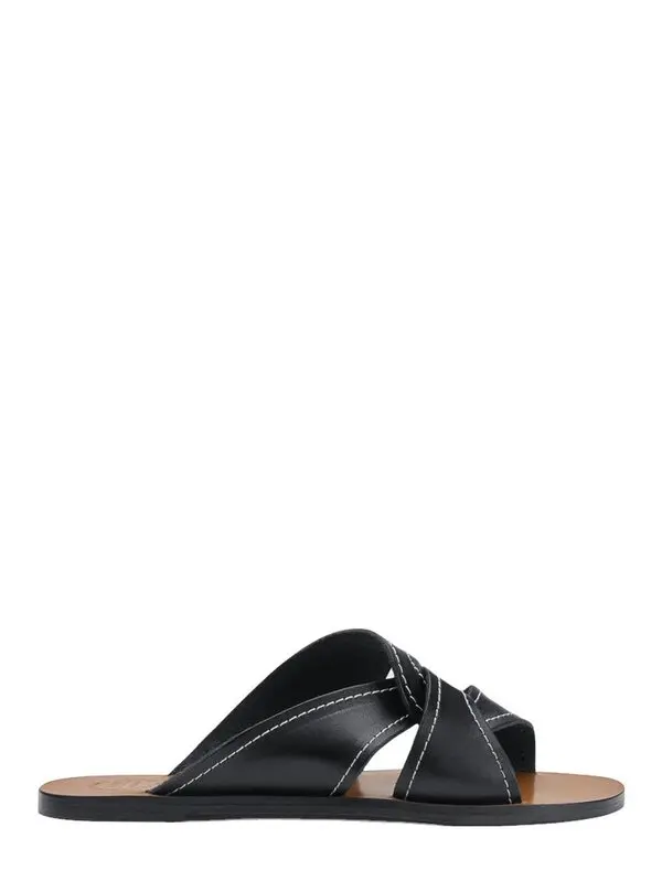 ATP ATELIER Allai Leather Flat Sandals - Black,contrast Stitch