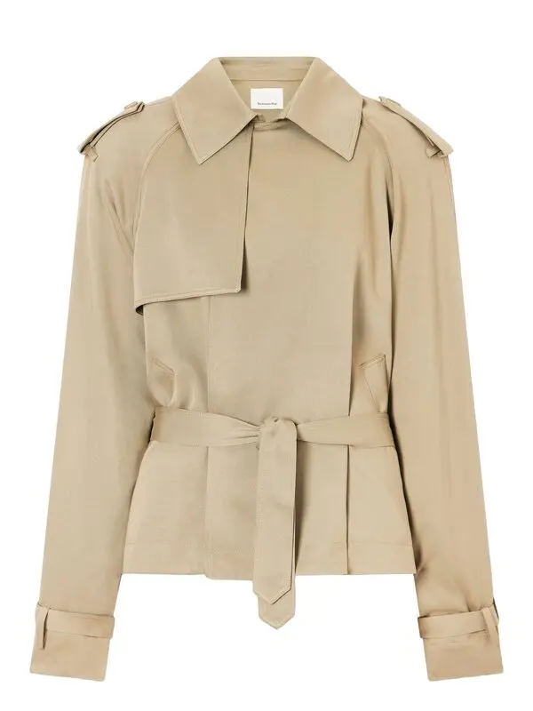 THE FRANKIE SHOP Elva Belted Twill Trench Coat - Army Green
