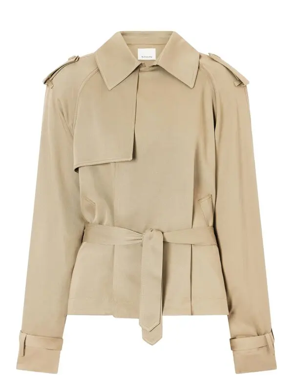 THE FRANKIE SHOP Elva Belted Twill Trench Coat - Green
