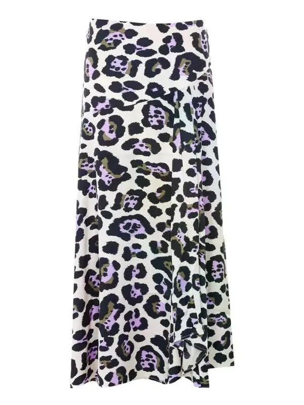 Essentiel Antwerp Animalier-print Pleated Midi Skirt - Neutrals