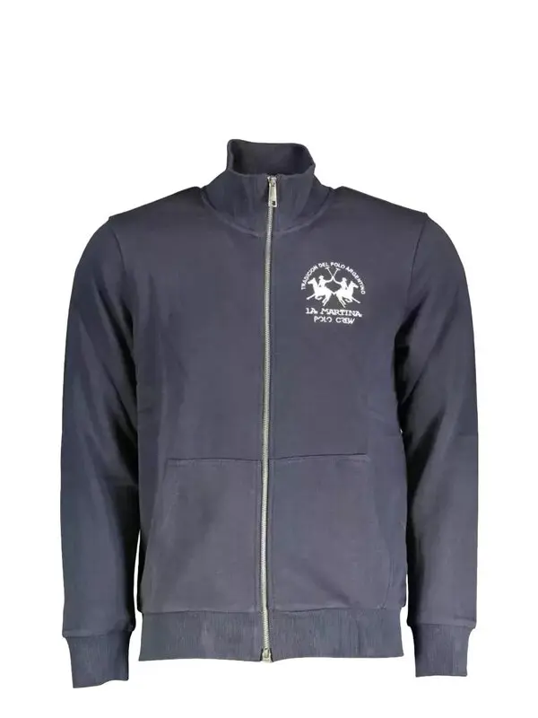 LA MARTINA Logo-embroidered Zip-up Cotton Sweatshirt - Blue