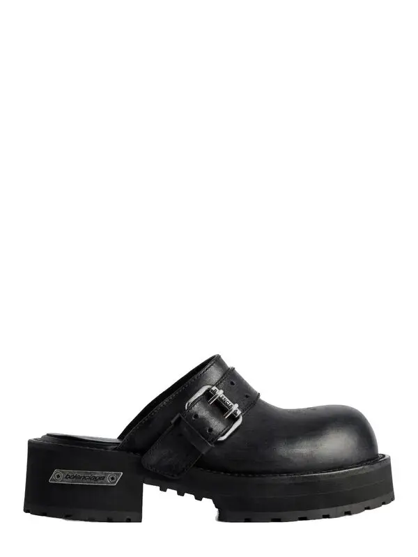 Balenciaga Buckle-strap Leather Mules - Black