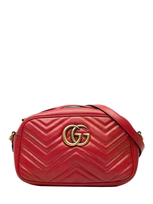 Gucci Small Gg Marmont Matelasse Leather Crossbody Bag - Red